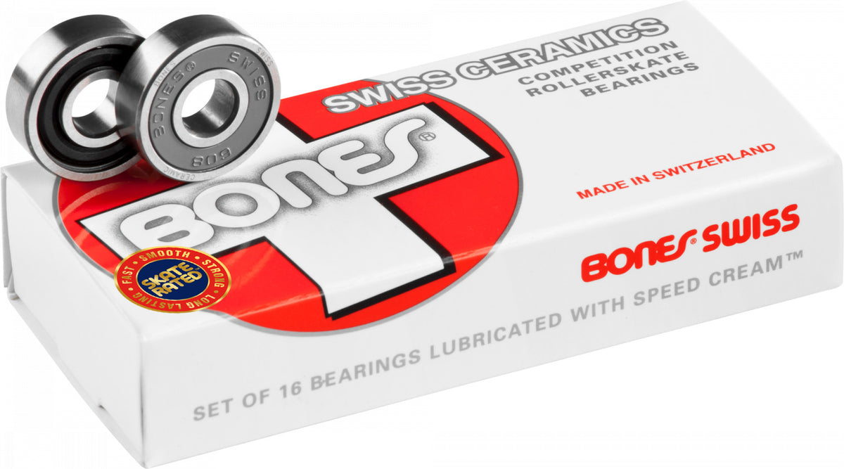 Bones Swiss Ceramic Bearings 8mm (Set of 16)- Skates USA