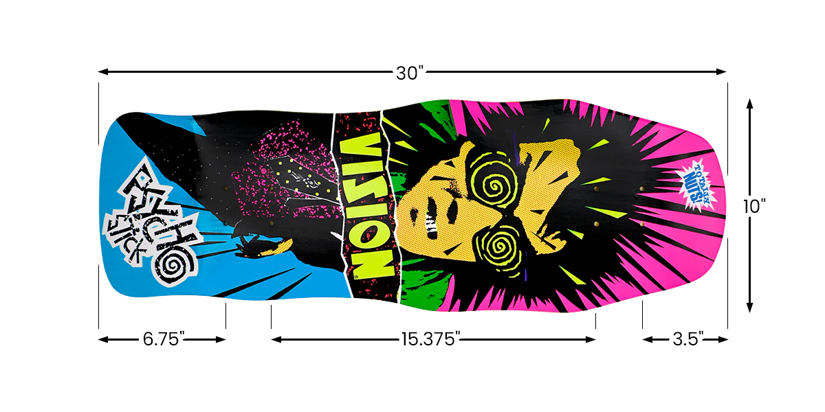 Vision Original Psycho Stick Skateboard Deck - 10″ Blue