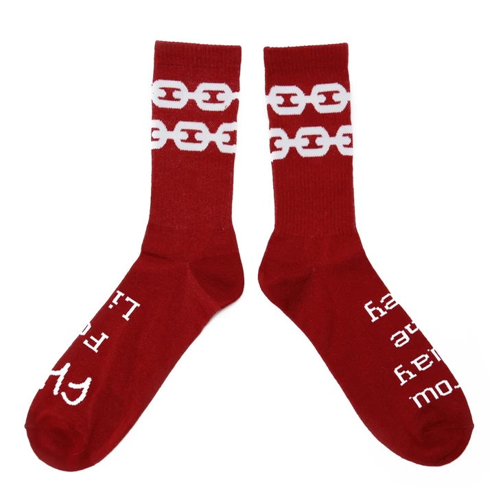 Cult Chain Socks - Burgundy/White- Skates USA