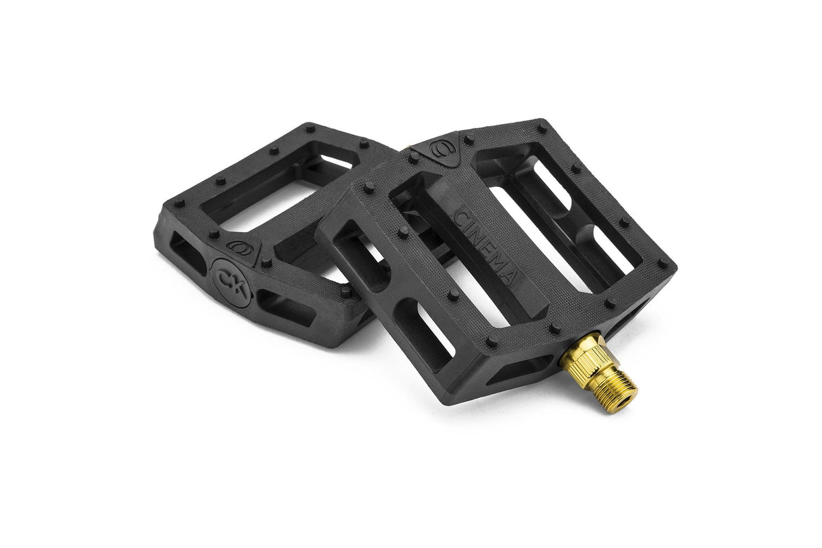 Cinema BMX CK Pedals - Black/Gold Spindle- Skates USA